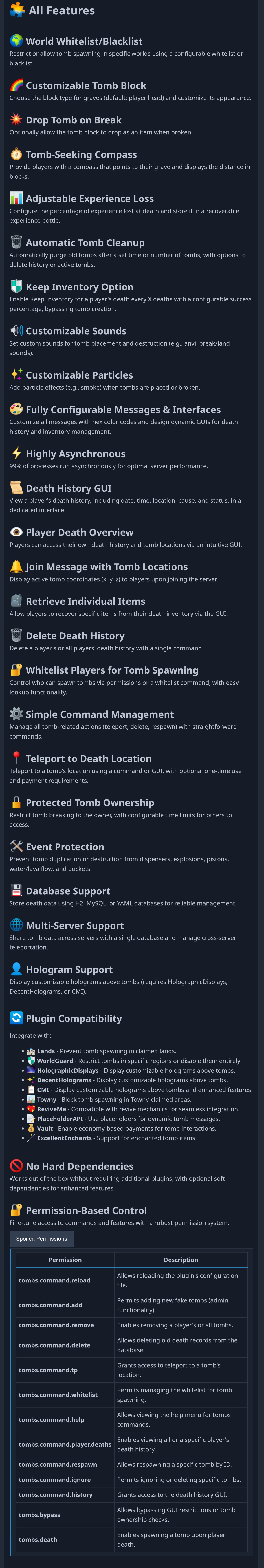 [75% OFF] Tombs - Grave Plugin with Death History - Speedgot